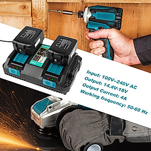 TREE.NB 18V DC18RD Dual Ports Battery Charger, Fast Replacement Charge 4A 120W Lithium-Ion Battery BL1415 BL1430 BL1830 BL1840 BL1850 BL1850B BL1860B, Replace DC18RC DC18SF DC18RT