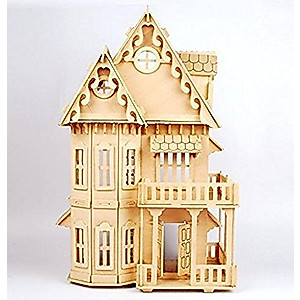 NWFashion 17" Wooden Dream Dollhouse 2 Floors with Furnitures DIY Kits for Christmas Party Dollouse (Gothic Furnitures Sets)