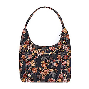 Signare Tapestry Hobo Shoulder bag slough purse for Women with Ume Sakura Japanese Style