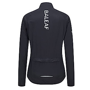 baleaf Women's Cycling Jacket, Lightweight UPF40+ WindBreaker Water Resistant Full Zip Long Sleeve Running Hiking Black M