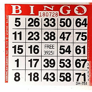 1 on Red Bingo Paper Cards - 500 Cards per Pack
