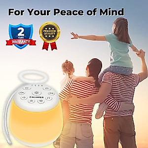 CALMPER Portable Sound Machine with Light and Timer - 21 Sounds, 8 Colors Dimmable Light, Long Lasting Battery - Adult & Baby White Noise Machine for Sleeping 2 Year Warranty