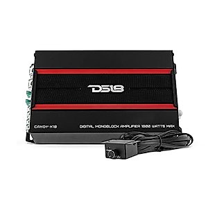 DS18 CANDY-X1B Amplifier in Black - Class D, Monoblock, 1800 Watts Max, Digital, 1/2/4 Ohm, with Remote Subwoofer Level Controller - Compact Amplifier for Speakers in Car Audio System