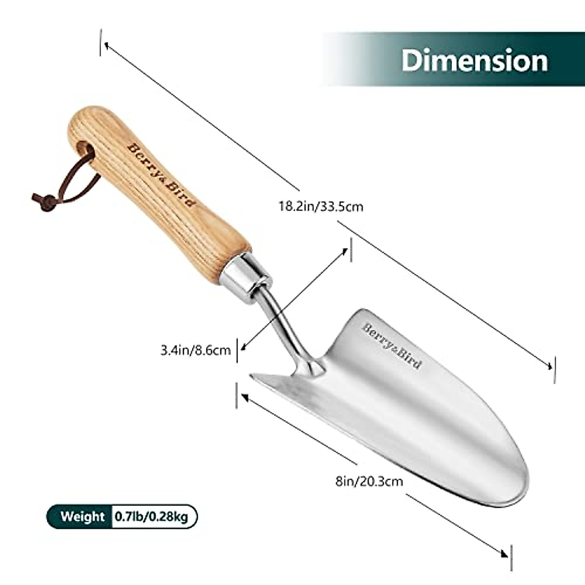 Stainless Steel Trowel, Garden Small Flower Hand Shovel, Potting Soils Scoop with Wood Handle, Gardening Bonsai Tools for Transplanting Digging Weeding Planting