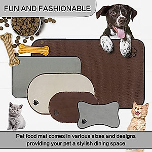 Sinland Microfiber Extra-Large Pet Food Mat Dog Feeding Mat Pet Bowl Mat with Anti-Skid Backing 21Inch x 32Inch Grey