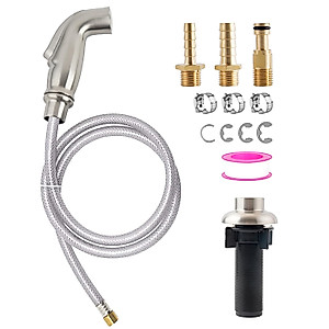 Hygie Rinse Kitchen Sink Side Sprayer with Quick Side Connector Compatible with Moen Faucet Head Replacement, Kitchen Sink Faucet Sprayer Attachment with Water Hose/Holder, Brushed Nickel Finish