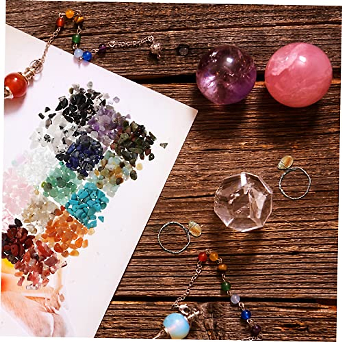 Natural Gemstone Beads 1 Box Natural Gravel Bracelets Kit Beads Irregular Gemstones Stones for Jewelry Making Round Beads Scattered Beads Natural Stone Bracelet Irregular Stones