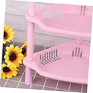 MUSISALY 3 Pink Corner Shelf Organizer Storage Shelf Rack Bathroom Shelves Desk Stand Rack
