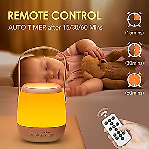 One Fire Night Light for Kids+Sound Machine Baby Night Light, 35 Lighting Modes & Dimmable Kids Night Lights for Bedroom, Portable & Rechargeable Battery Night Light for Kids,Remote+Timer Nursery Lamp
