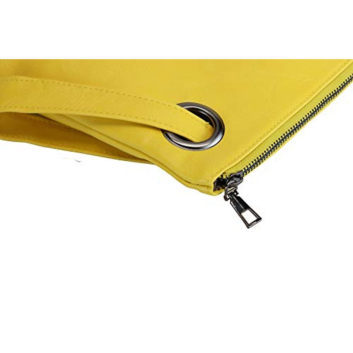 AMAZE Womens Oversized Clutch Bag Large PU Leather Pouch Evening Handbags Envelope Purse with Wristlet Shoulder Lady (Yellow)