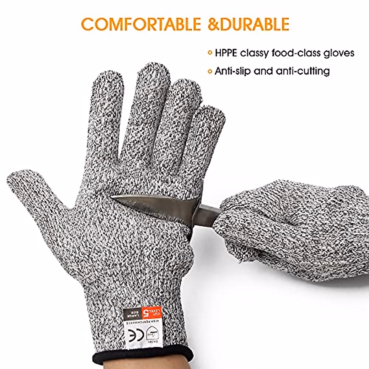 Set of 2 Oyster Shucking Knives, Shucker Kit Seafood Opener with Knife Cut Resistant Glove 5-level Protection Food Grade