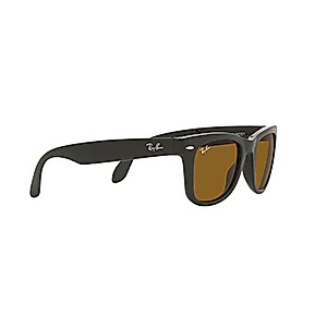 Ray-Ban RB4105 Folding Wayfarer Square Sunglasses, Military Green/Brown, 50 mm