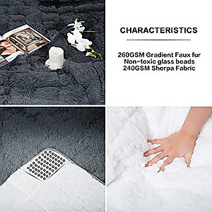 yescool Faux Fur Weighted Blanket 60"x80" 20lbs,Fuzzy Cozy Shaggy Weighted Blanket Queen Size for Adult，Fluffy Sherpa Comfy Heavy Blanket for Women Men,Warm Soft Plush Grey Blanket for Couch Sofa Bed