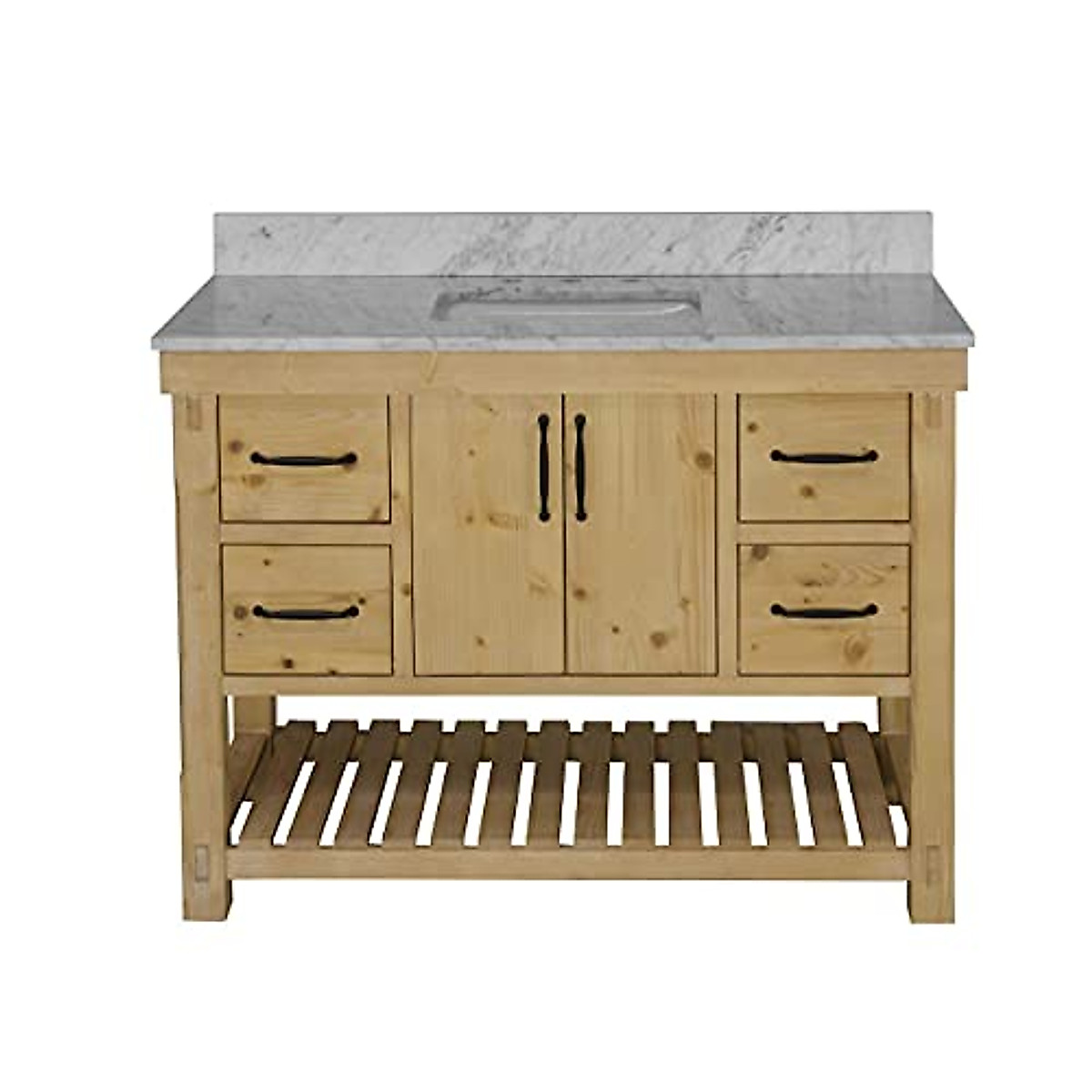 Birmingham 48-inch Bathroom Vanity (Carrara/Driftwood): Includes Driftwood Cabinet with Authentic Italian Carrara Marble Countertop and White Ceramic Sink