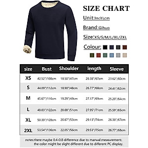 Gihuo Men's Warm Crewneck Sweatshirt Winter Sherpa Lined Fleece Sweatshirt Athletic Pullover Tops Loungewear (Navy, S)
