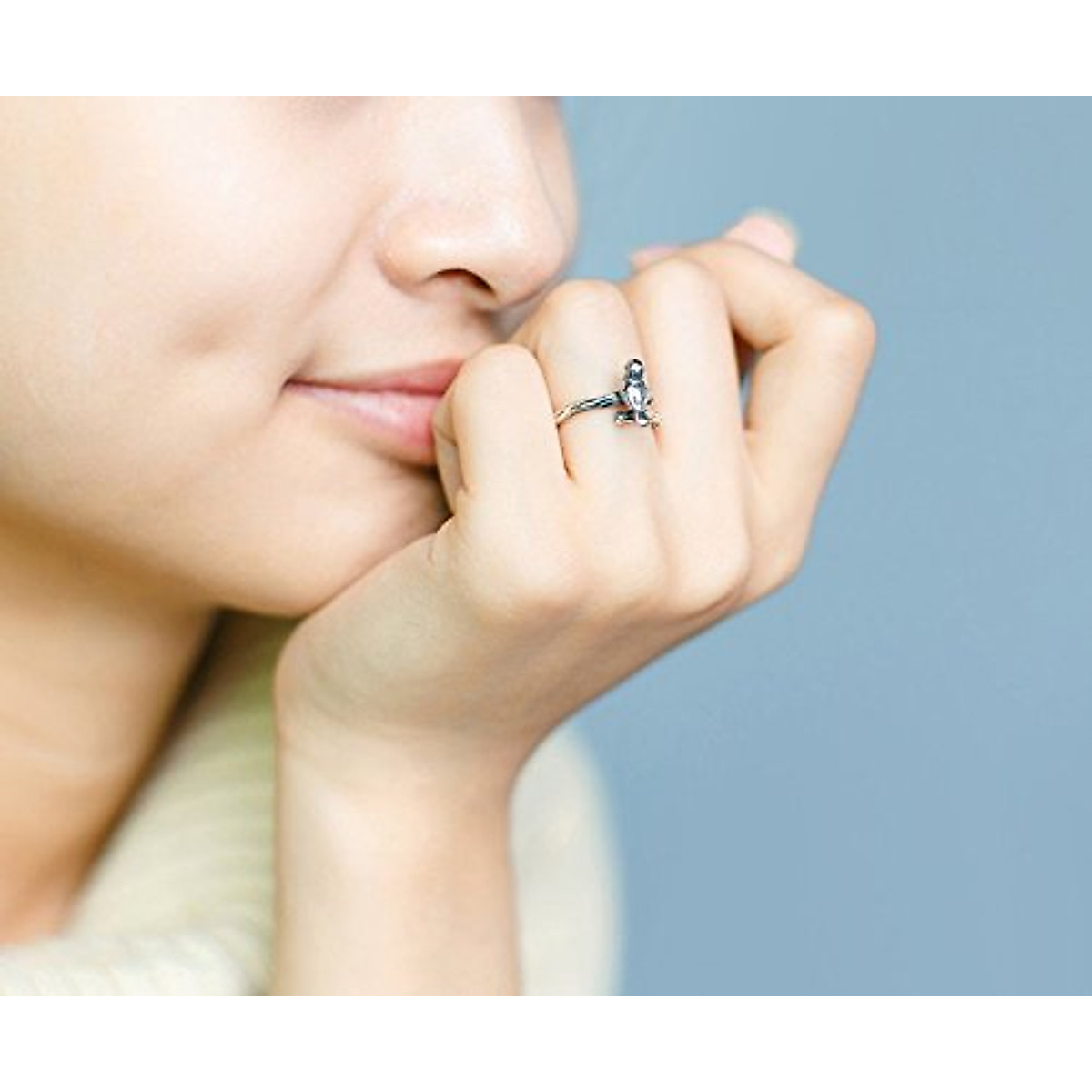 Helen de Lete Women's Vintage Bird on The Tree 925 Sterling Silver Open Ring