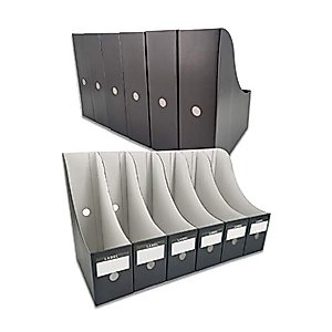 HUAPRINT Magazine File Holder(12 Pack,Black)-Folder Holder,Magazine Holders,Desk File Organizer,Document File Holder Box,Magazine Storage Box,With Labels