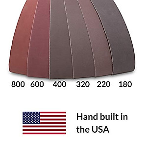 Red Label Abrasives 2 Inch X 42 Inch Knife Makers Fine Grit Sanding Belts, 6 Pack Assortment