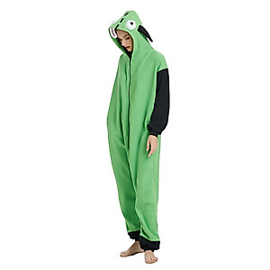 OGU' DEAL Unisex Invader Zim Cosplay Onesie Pajamas Green Halloween Costume Mens Women Hooded Christmas Sleepwear Homewear
