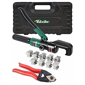 UTZIKO Hydraulic Crimper Tool for 1/8" 3/16" Stainless Steel Cable Railing Kit Hardware System Fittings, with Cable Cutter
