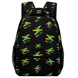 Jamaican Flag Funny Backpack Shoulders Bookbag Travel Laptop Daypack
