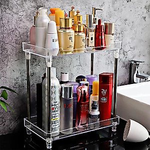2 Tier Bathroom Organizer, Skincare Organizers Vanity Tray Corner Shelf For Makeup Cosmetic Bathroom Organizer, Body Spray Organizer Perfume And Lotion Organizer For Bedroom Dresser Bathroom