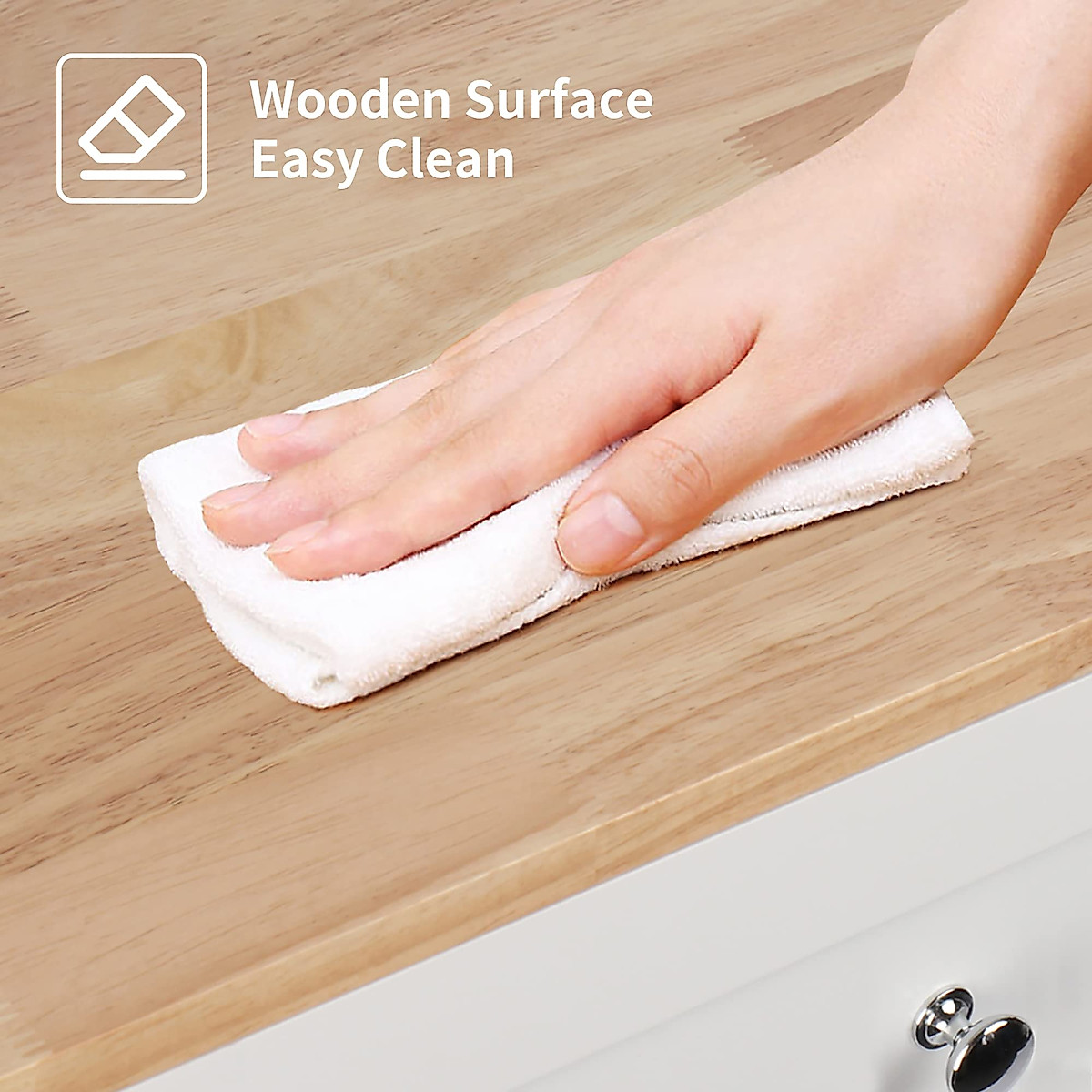 TOLEAD Tilt Out Trash Cabinet,Antique-Style Barn Door Kitchen Island with Solid Wood Tabletop & Drawer, Pet Proof Trash Can, Wood Laundry Cabinet（White）