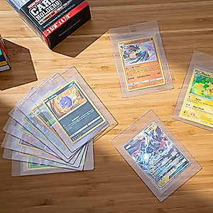Semi Rigid Card Holders – 50 Card Holders for Trading Cards and 50 Penny Sleeves – Baseball Card Protectors - Baseball Card Sleeves -3-5/16" x 4-7/8" Including 1/2" Lip - Trading Card Sleeves