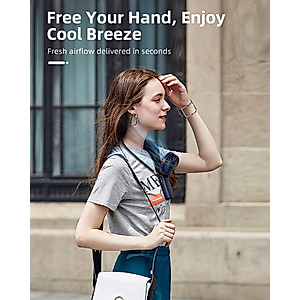 Koonie Portable Handheld Fan, Battery Operated Fan with Base, 8 Hours, Digital Display, 5 Speeds, 90° Ajustable, Rechargeable Mini Fan for Outdoor Indoor