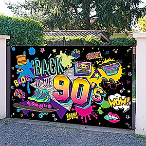 Irenare Back to The 90s Backdrop for Party Decorations 90s Retro Hanging Banner Background for Photography Hip Hop Graffiti Wall Decor Photo Back Props for 90s Themed Birthday Party 73 x 43 Inch