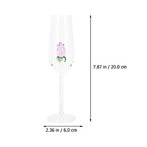 Red Wine Glass Rose Wine Glass Crystal Flute Rose Flower Goblet Cocktail Cup Drinking Glassware for Halloween Christmas Wedding Birthday Party Decoration Pink (20x6cm)