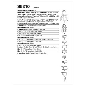 Simplicity Assorted Size Cosmetic Tote Bag Packet, Code 9310 Sewing Pattern, One, White