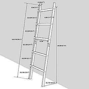 WTZ Blanket Ladder, 5-Layer Towel Racks, Blanket Holder with Anti-Slip Construction Home Decor, Decorative Blanket, Quilt, Towel, Scarf Ladder Shelves for Livingroom, Bedroom, Bathroom, White