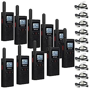 Retevis RB28 Walkie Talkies with Earpiece,Rechargeable 2 Way Radios with Large LCD Screen,1500mAh Battery USB-C Charging NOAA Alert,Portable Two Way Radio for School Dental Church Restaurant(10 Pack)