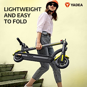 Yadea Electric Kick Scooter KS Adults Electric Scooter-KS6 500W Motor(Ver.KS3 300W), 34 Miles Long Range(Ver.KS3 12 Miles) & 18.6MPH(Ver.KS3 15.6MPH), with Self-Healing Tubeless/Hollow Honeycomb Tires