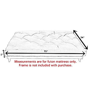 Trupedic Futon Mattress for Floor or Frame - Plush Foldable Sofa Bed for Adults & Kids - Portable Convertible Foam Futon for Dorm Room, Camping, Office - Frame Not Included (5” Thickness, Full Size)