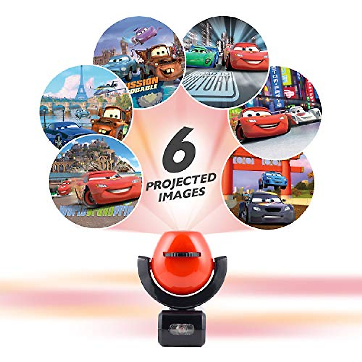 Projectables Pixar Cars LED Kids Night Light, Plug-In, Projector, Dusk-to-Dawn, Lightning McQueen, Mater, Holly, for Hallway, Bedroom, Nursery, Playroom, Gaming Room, 11740