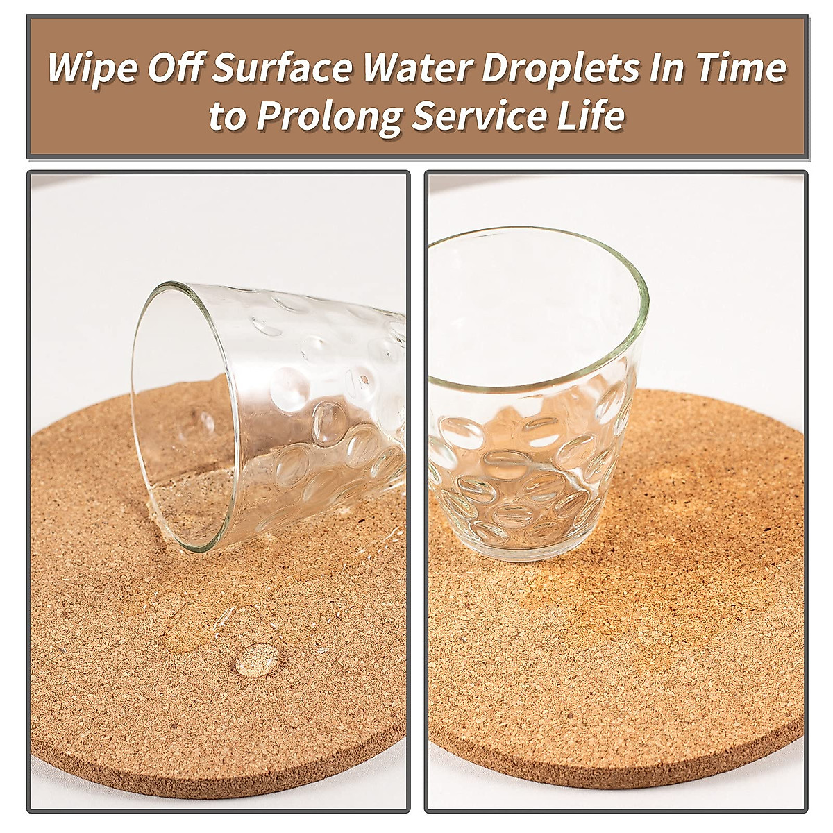 Round Cork Trivet Set of 6 Pieces Heat for Kitchen Holder for Hot Dishes, 7.1X0.4 Inches Hot Plate Coaster Pads for Tables, Natural Heat Resistant Cork Placemat for Plants