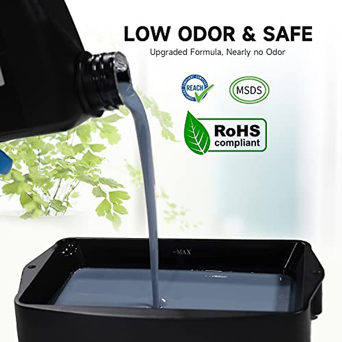 GratKit 8K Rigid Resin, 3D Printer 405nm UV-Curing Photopolymer Resin, High Precision Low Odor 3D Printing Resin - 1000g，Gray