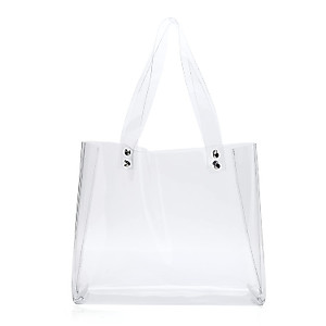 LAM GALLERY Women's PVC Clear Tote Bag for Working Beach Concert Sports Events Bag (Horizontal Style)