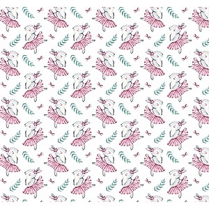 Stesha Party Ballet Bunny Gift Wrapping Paper - Folded Flat 30 x 20 Inch (3 Sheets)
