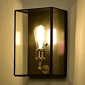 c cattleya Outdoor Wall Light Fixture, Brass Exterior Wall Lantern Sconce, Waterproof Outdoor Wall Mount Front Porch Light with Unique Door Design for Garage Garden Patio Staircase Balcony