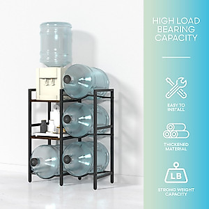 5 Gallon Water Jug Holder with 2 Layer Shelves, 4 Slot Water Jug Holder, Water Cooler Jug Rack, Water Jug Dispenser Stand Water Holder Stand Organizer for Home Kitchen 4 Slot With 2 Layer Shelf