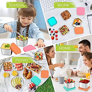 Stainless Steel Snack Containers,Small Metal Food Storage Containers with Lids,Reusable Lunch Condiment Sauce Storage Set,for Travel,Picnic,Office,6oz