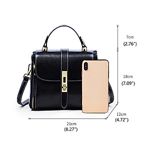 JIUFENG Top Handle Satchel Handbag Crossbody Bag for Women, Leather Purses for Women, Tote Bag for Women (Black)