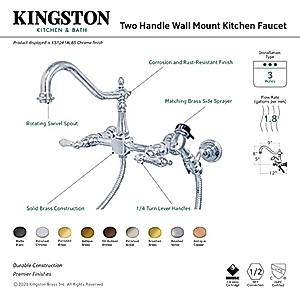 Kingston Brass KS1246ALBS Heritage Bridge Kitchen Faucet, Polished Nickel