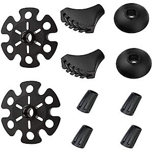 Hiking Walking Sticks Rubber Tips 10 Pack, Replacement Tips Protectors, Snow Baskets, Mud Baskets Set for Trekking Poles, Fits Most Standard Hiking, Trekking, Walking Poles