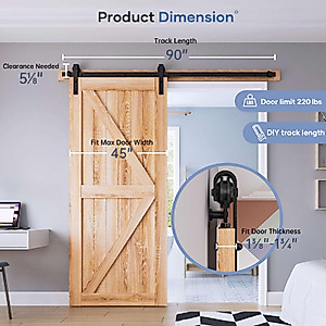 EaseLife 7.5 FT Heavy Duty Sliding Barn Door Hardware Track Kit,Basic J Pulley,Slide Smoothly Quietly,Easy Install (7.5FT Track Kit for 40"~42" Wide Single Door)