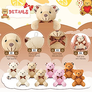 HyDren 24 Pcs Mini Bear Stuffed Animal 4 Inch Bear Bulk Small Bear Mini Bear Soft Tiny Bear Doll Keychain for Graduation Birthday Baby Shower Wedding Party Decor(Light Brown, Dark Brown, Pink, Beige)