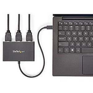 StarTech.com 3-Port USB-C Multi-Monitor Adapter, USB Type-C to 3x HDMI MST Hub, Triple 1080p 60Hz HDMI Laptop Display Extender / Splitter, Extra-Long Built-In Cable, Windows Only (MSTCDP123HD)